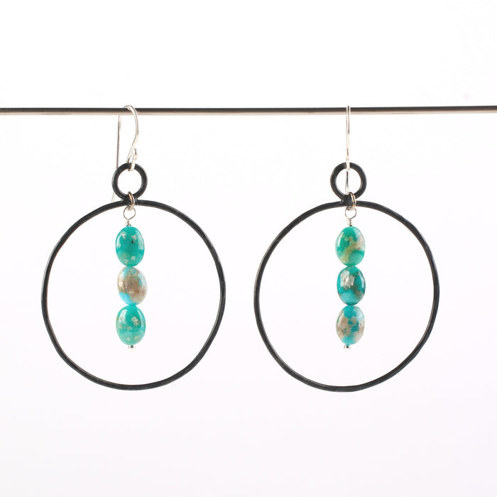 Iron Turquoise Stone Hoop Earrings – Steel Toe Studios